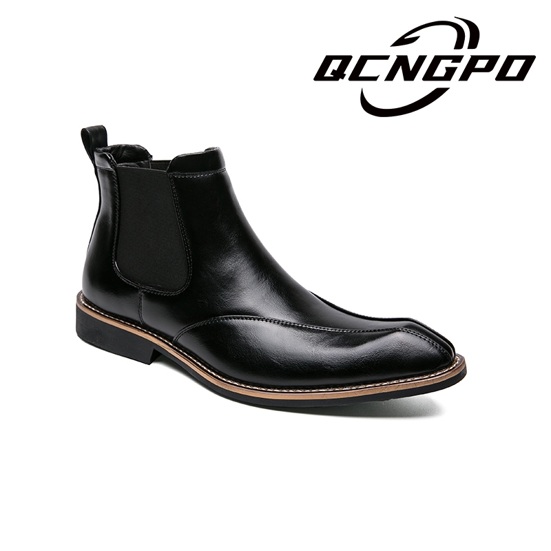 Chessir Boots Winter Men's Cover Foot Short Vintage Leather Cowhide ...