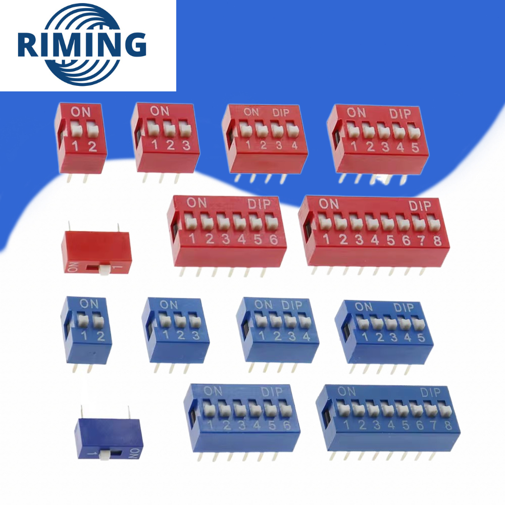 10PCS Red Blue Toggle Switch Spacing 2.54MM DIP Dial The Code Switch 1 ...