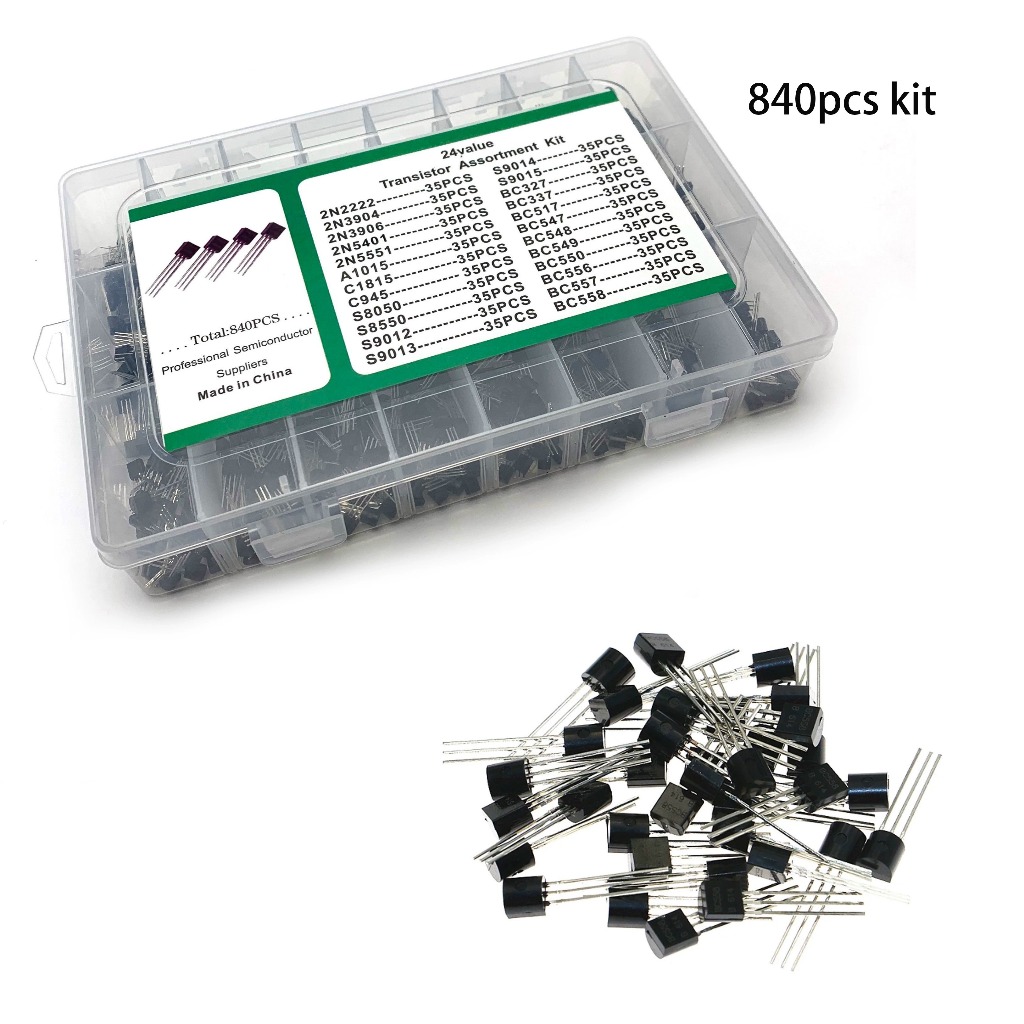 840pcs/set 24Values TO-92 Transistor Assortment Kit BC327 BC337 BC547 transistor 2N2222 3904 ...