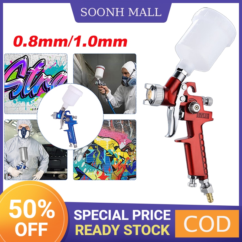 Mini HVLP Spray Gun 0.8/1.0mm Nozzle Car Paint Tool Wall Painting ...