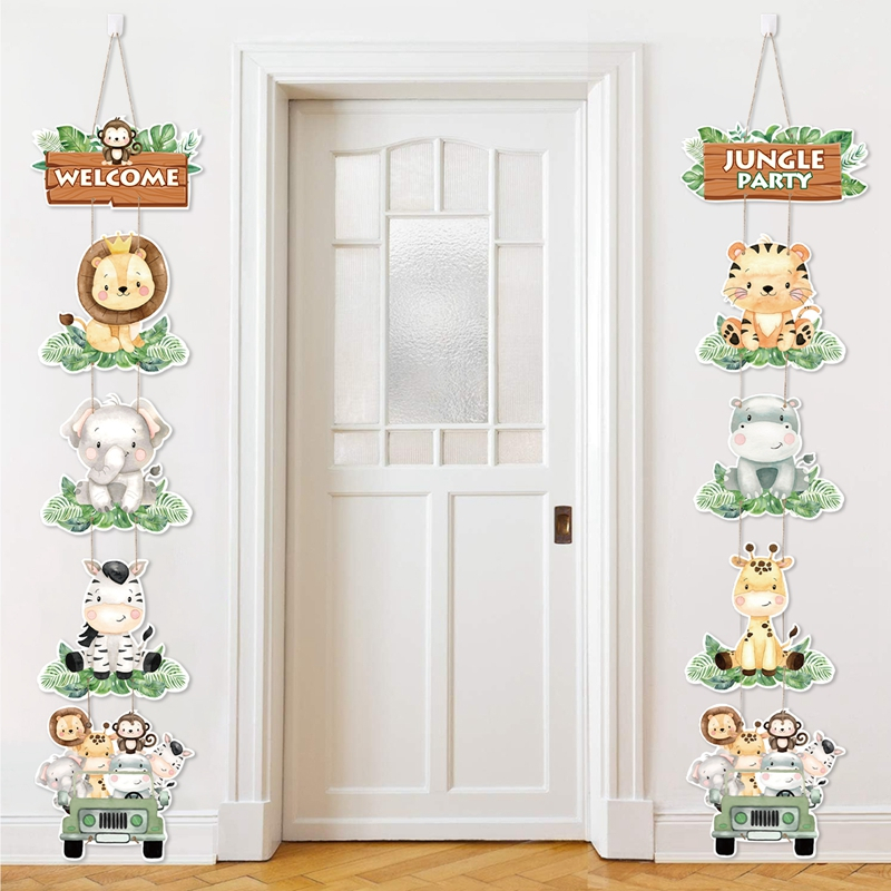 Welcome Jungle Party Door Banners Jungle Safari Animal Paper Door ...