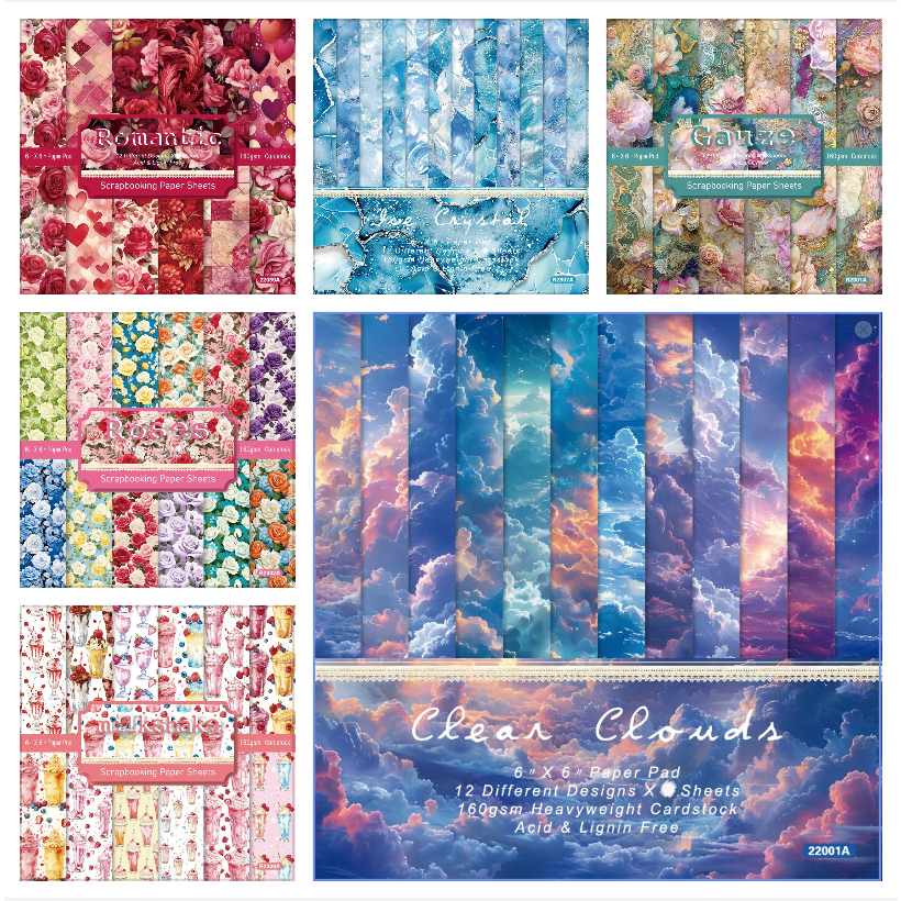 Paper Pack 6"x6" 12 sheets Vintage Art Background Paper Card Making DIY Scrapbook Paper Craft ...