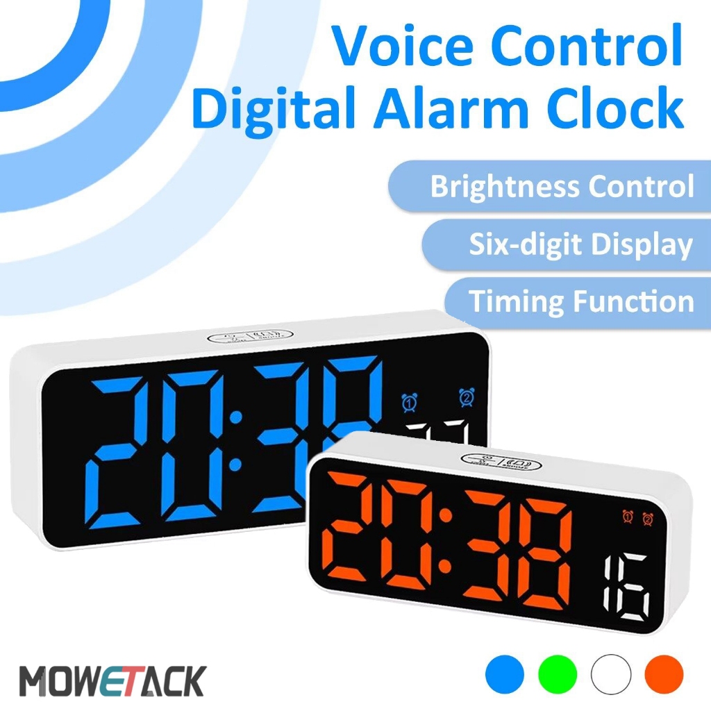 USB Powered Digital Alarm Clock Date Display Timing Function Brightness ...
