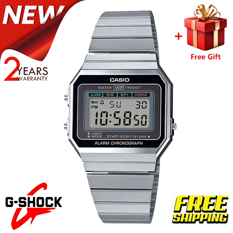 Jam Tangan Lelaki Casio Vintage A700W-1A Digital Silver Stainless Steel ...