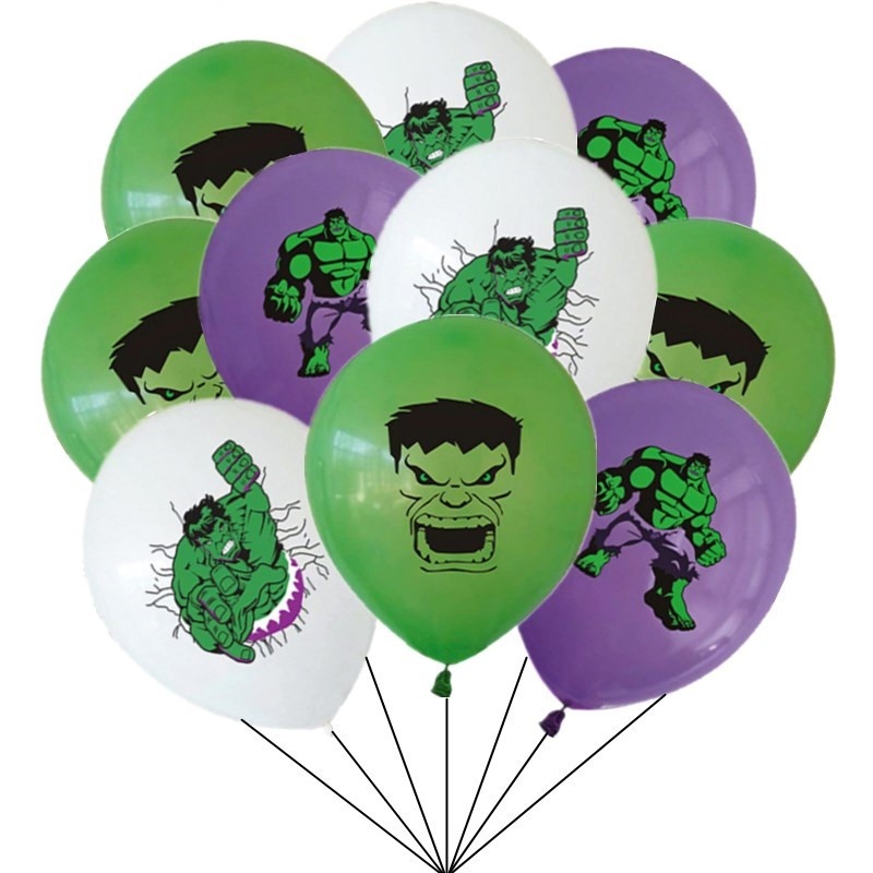 10Pcs Avengers Hulk Theme Latex Balloons Air Globos Boys Birthday Party ...
