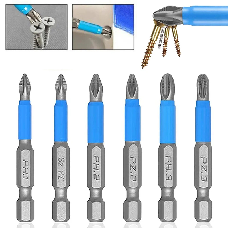 Non-Slip Magnetic Screwdriver Bit Set 1/4" Hex Shank Phillips/Cross ...