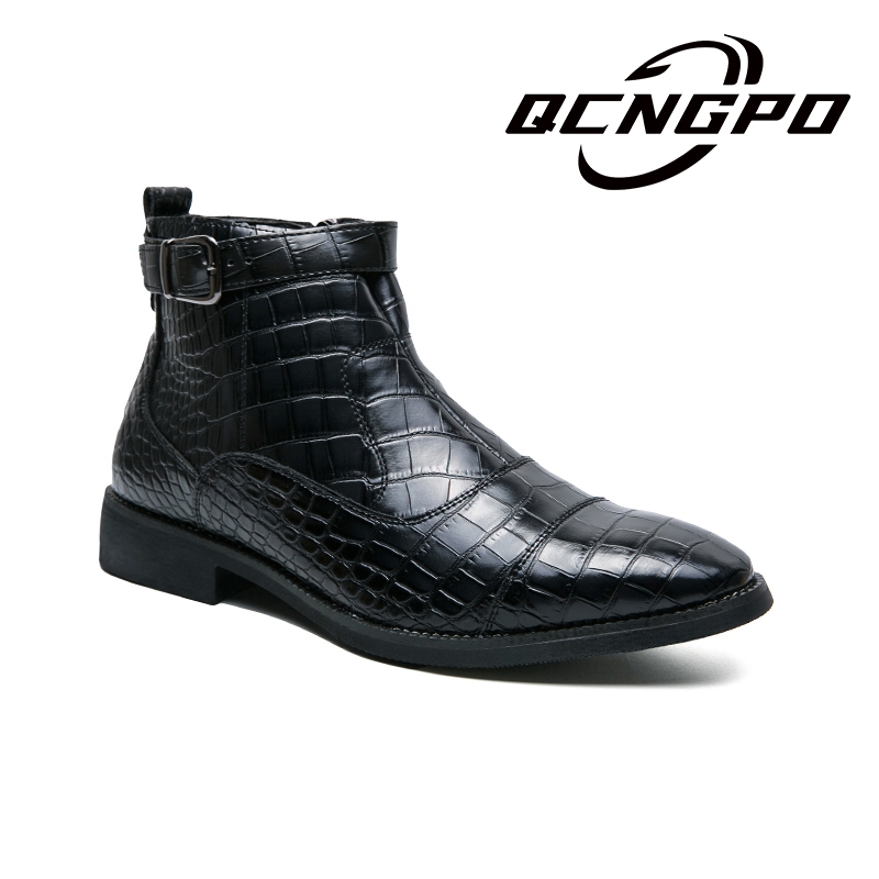 Chessir Boots High-Top Leather Shoes Short Cover Foot Casual Business ...