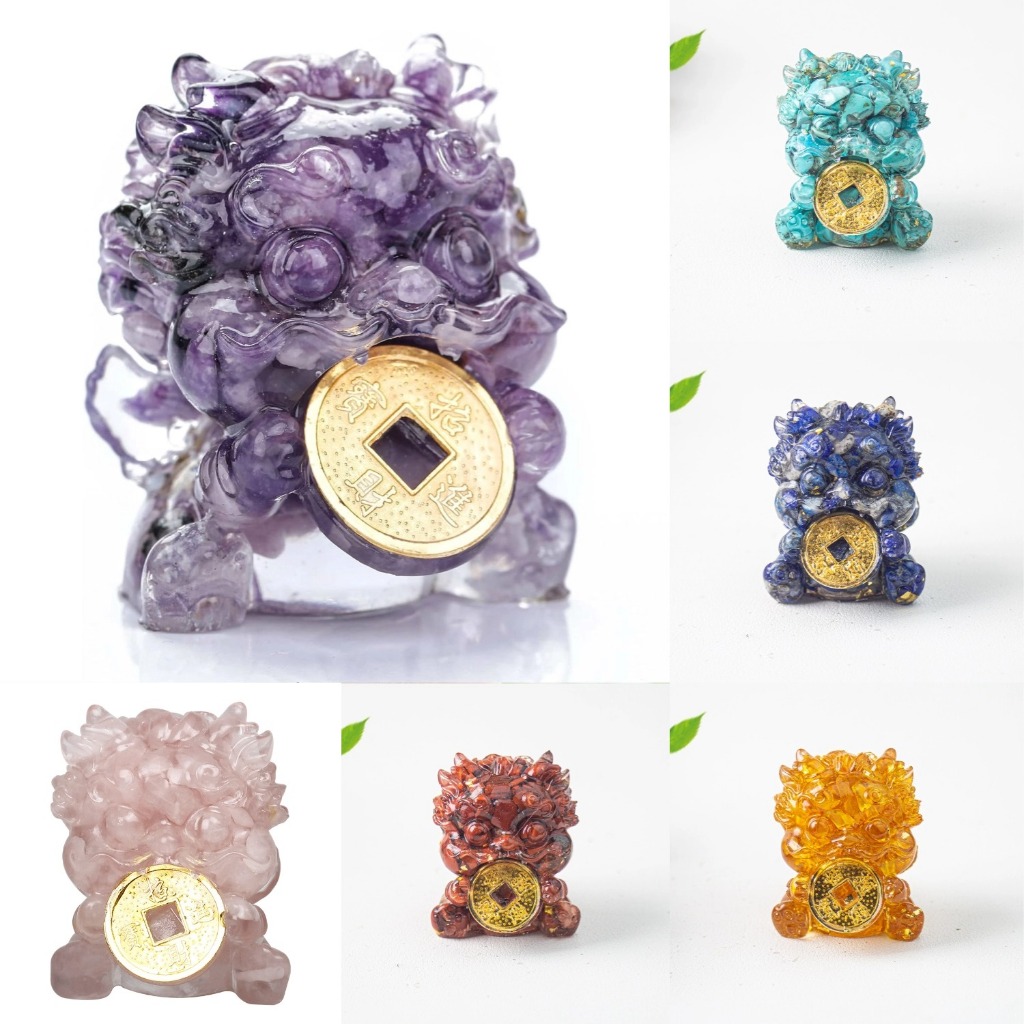 Crystal Gold Swallowing Beast Figurine Pixiu Piyao Statue Cute ...