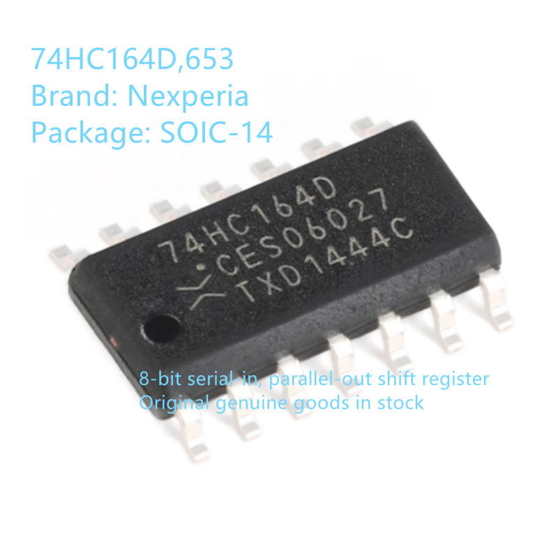 10pcs 74HC164D,653 SOIC-14 8-bit serial input/parallel output shift ...