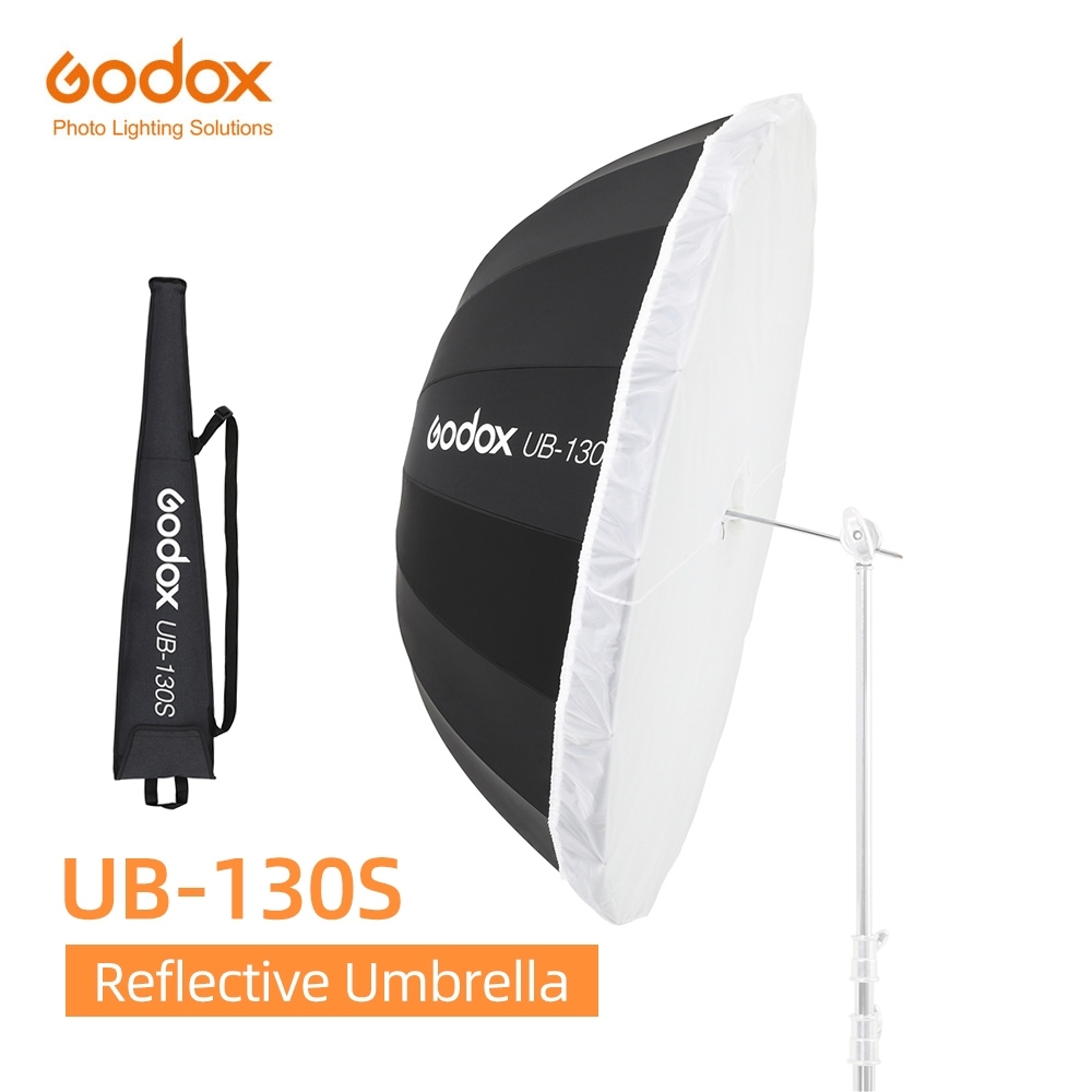 Godox UB-130S 51 inch 130cm Parabolic Black Silver Reflective Umbrella ...