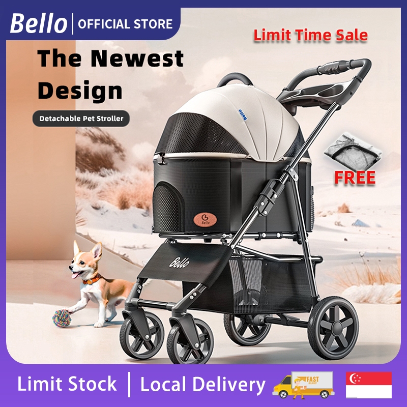 【Ready Stock】Bello Newest cat dog stroller Detachable Foldable pet ...