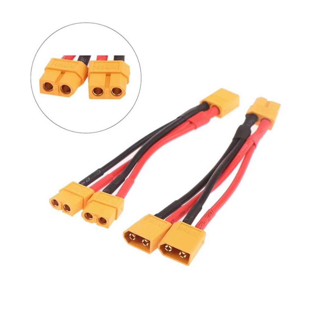XT60 Male/Female Cable Parallel Battery Connector 3-Way 14AWG Silicone ...