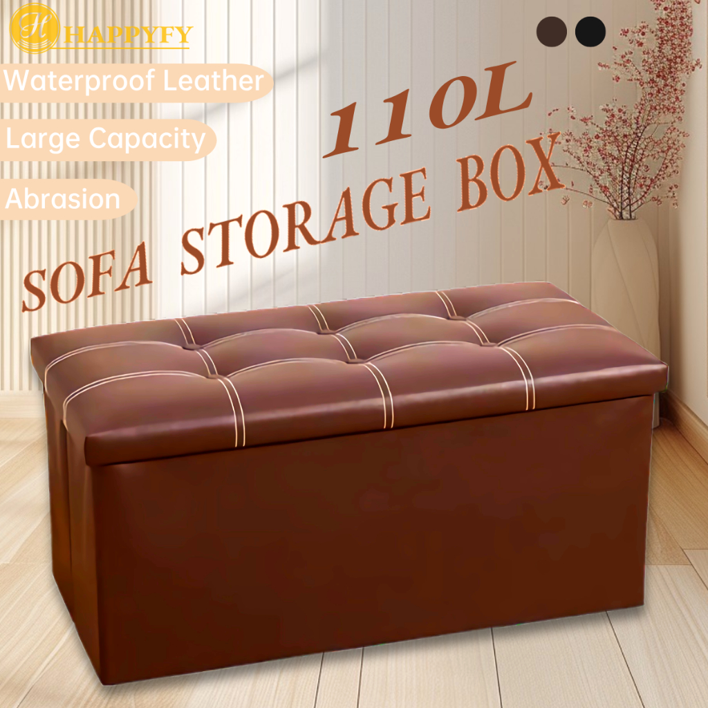 HAPPYFY 110L Ottoman Sofa Storage Box Foldable Stool Storage Chair ...