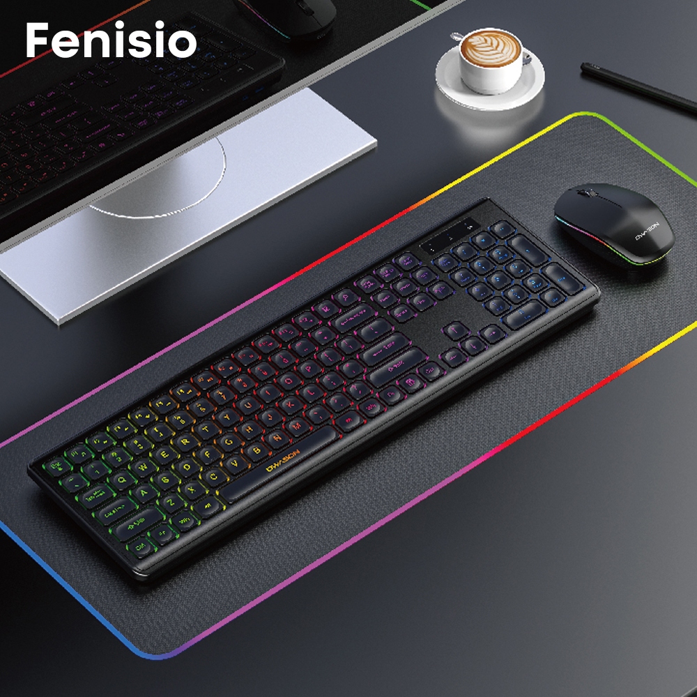 Wireless Keyboard and Mouse Combo - RGB Backlit, Rechargeable & Light ...