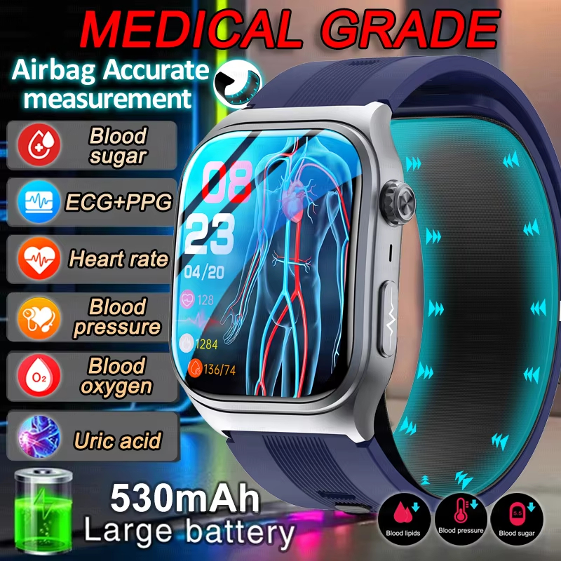 2024 New Medical Grade Smart Watch Blood Sugar Blood Lipid Uric Acid ...