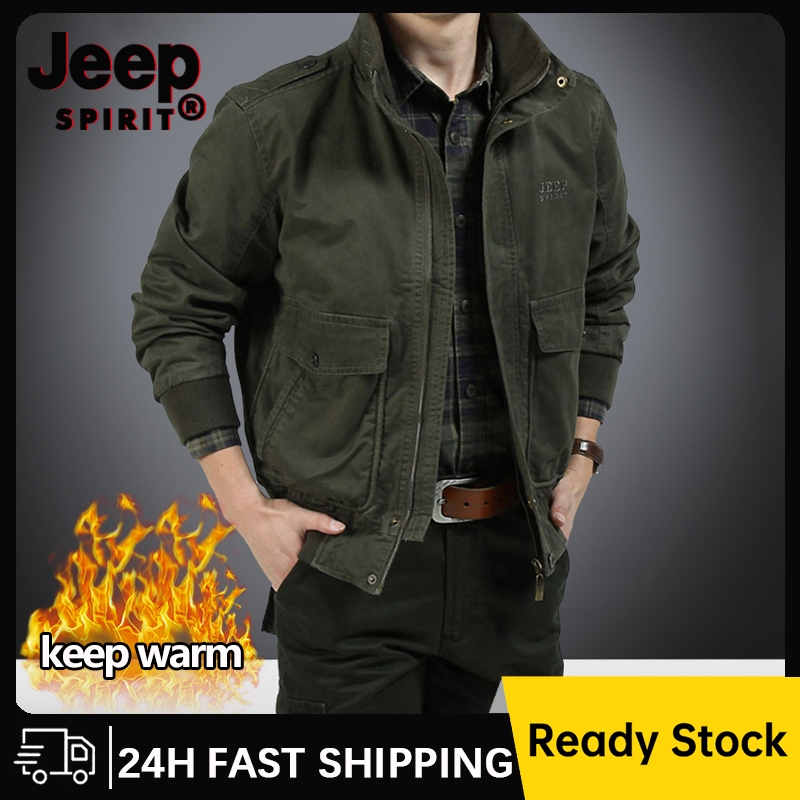 JEEP SPIRIT Jacket For Men 100% Cotton Workwear Military Warm Jacket ...