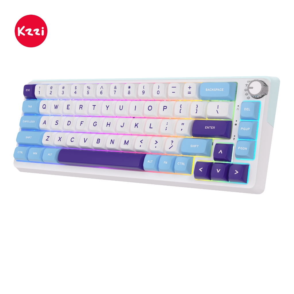 KZZI K68 PRO Blue Sea 75% Keyboard Wired Hot Swappable Gasket Mount RGB ...
