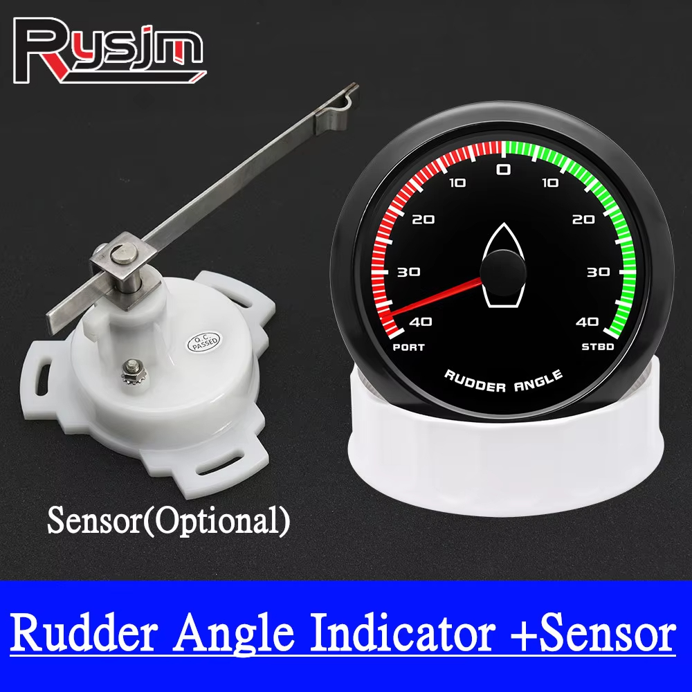 HD 85mm Waterproof Marine Boat Rudder Angle Gauge Indicator PORT-STBD 0 ...