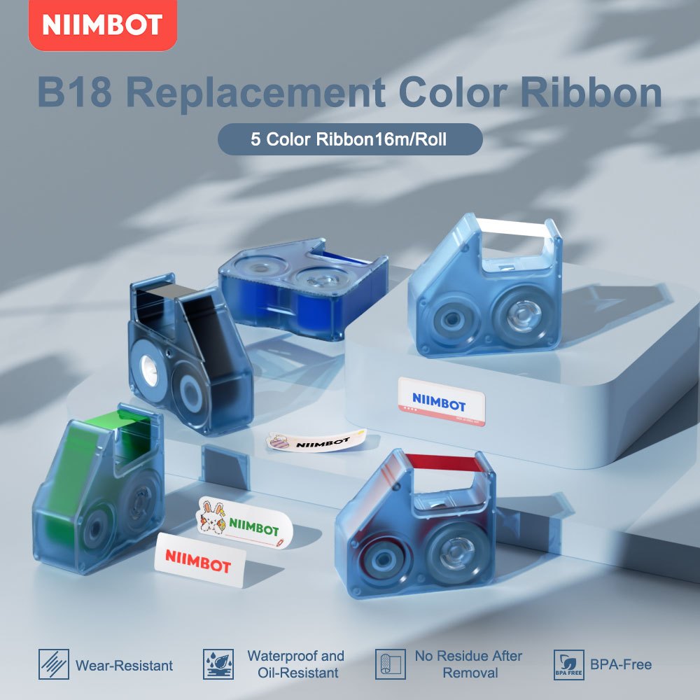 NIIMBOT B18 Compatible Labeling Ribbon, Replacement Refill Tapes for ...