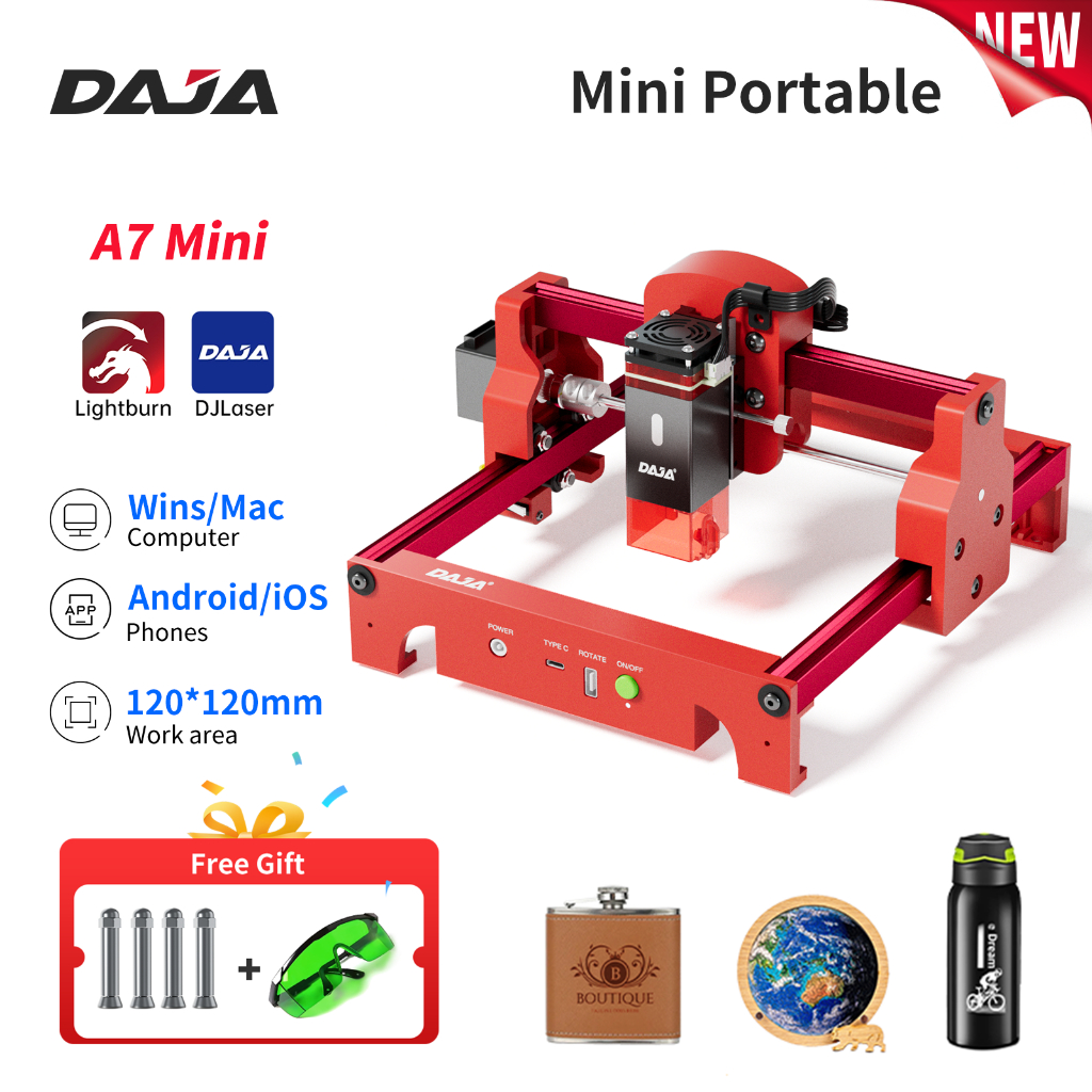 DAJA A7 mini 5W Laser Machine Engraving Wood Board Leather Kraft Paper ...