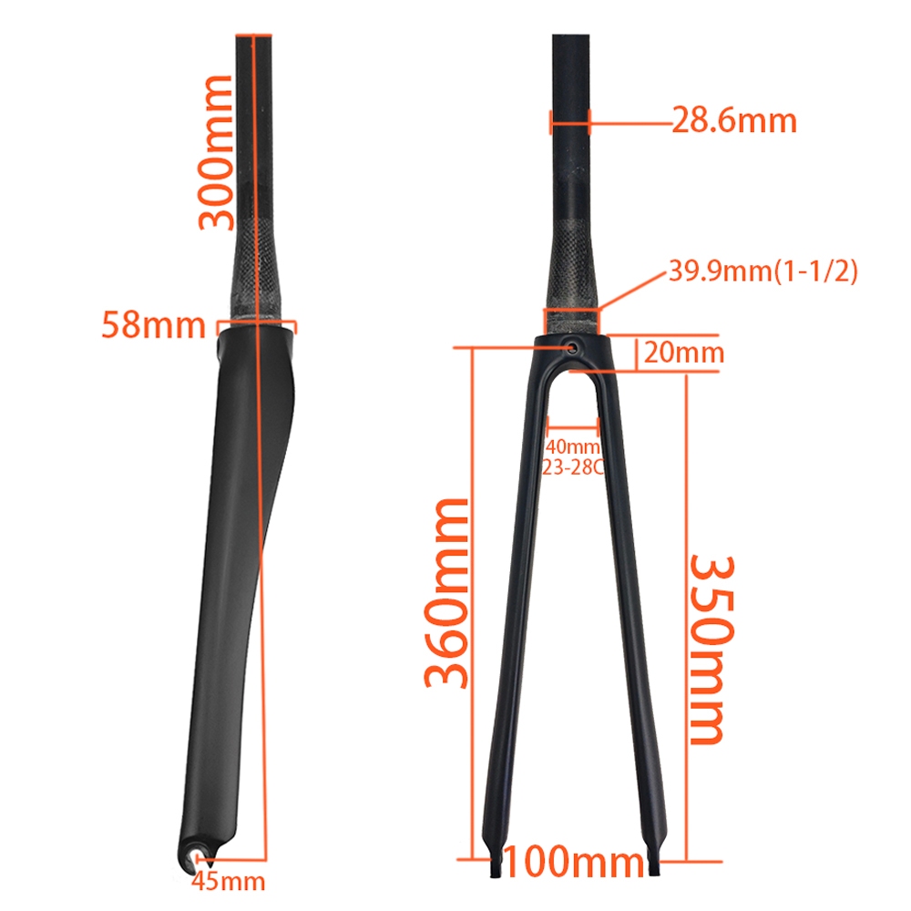 Bicycle carbon fiber fork straight 1-1/8 or tapered 1-1/2 700C * 25C C ...