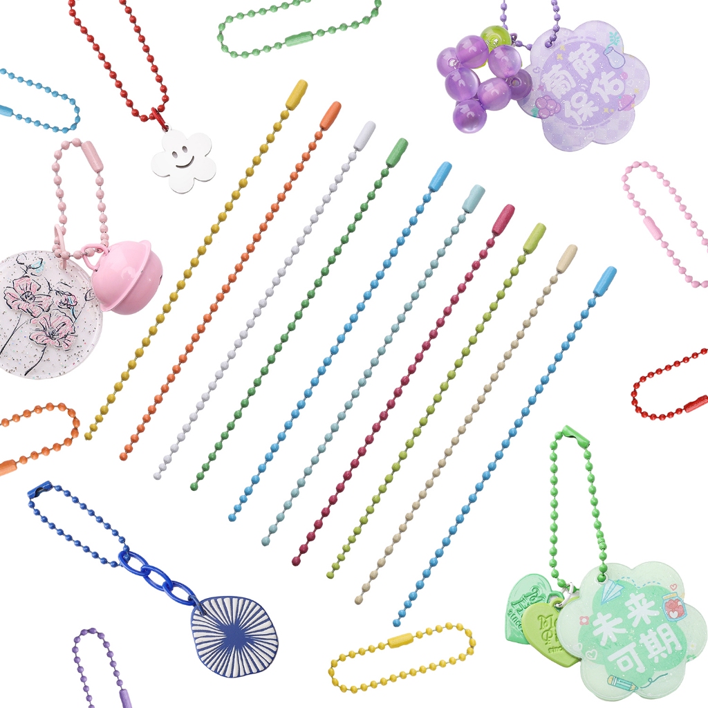 [10/12cm] Random Mixed Color Bead Chain Buckle Spray Paint Chain DIY ...