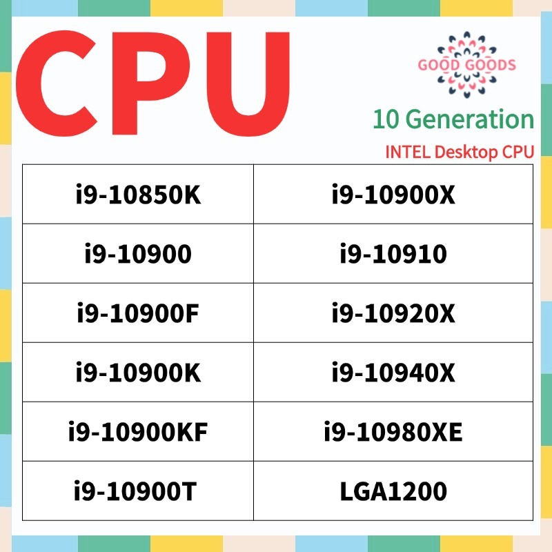i9-10850K i9-10900 i9-10900F i9-10900K i9-10900KF i9-10900T i9-10900X ...