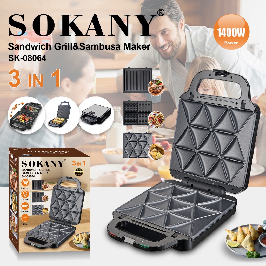 SOKANY 3 in1 Big Waffle Maker Pancake Maker Sandwich Maker Electric ...
