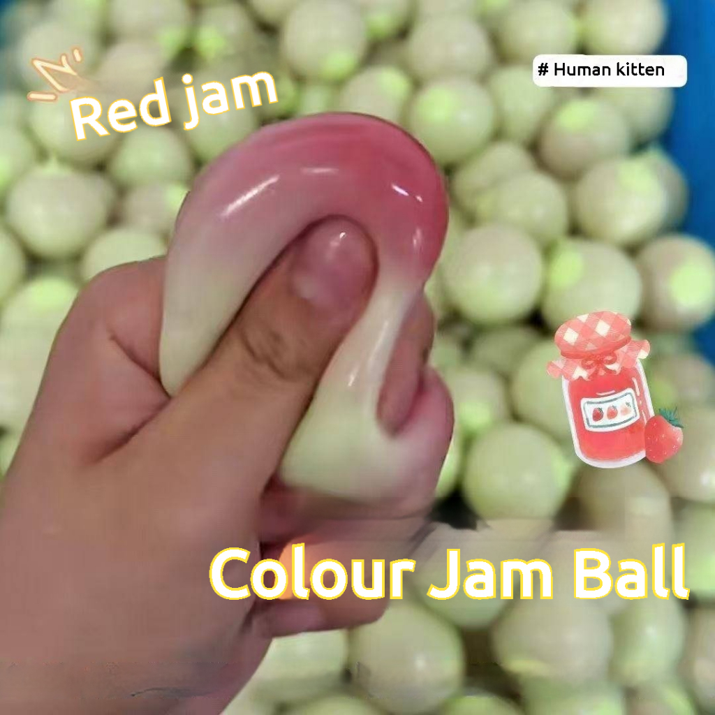 Red jam pressure ball, pressure release toy, pressure ball slimy toy ...