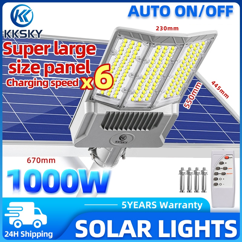 KKSKY 1000 Watts 2-3 Sides Solar Lights With Solar Panel Outdoor ...
