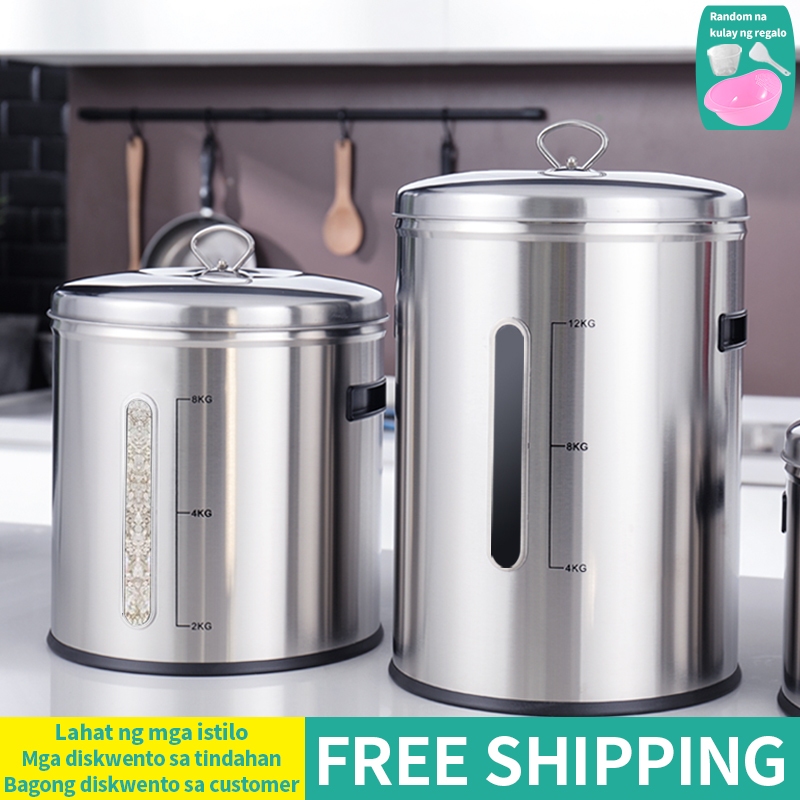 8KG-25KG rice bucket hindi kinakalawang na asero rice box dustproof at insekto-proof rice ...