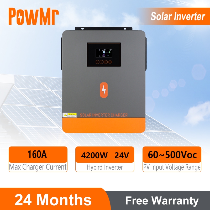 PowMr 4.2KW Off-Grid MPPT Hybrid Inverter Pure Sine Wave Solar Inverter 230Vac Built-In 120A ...