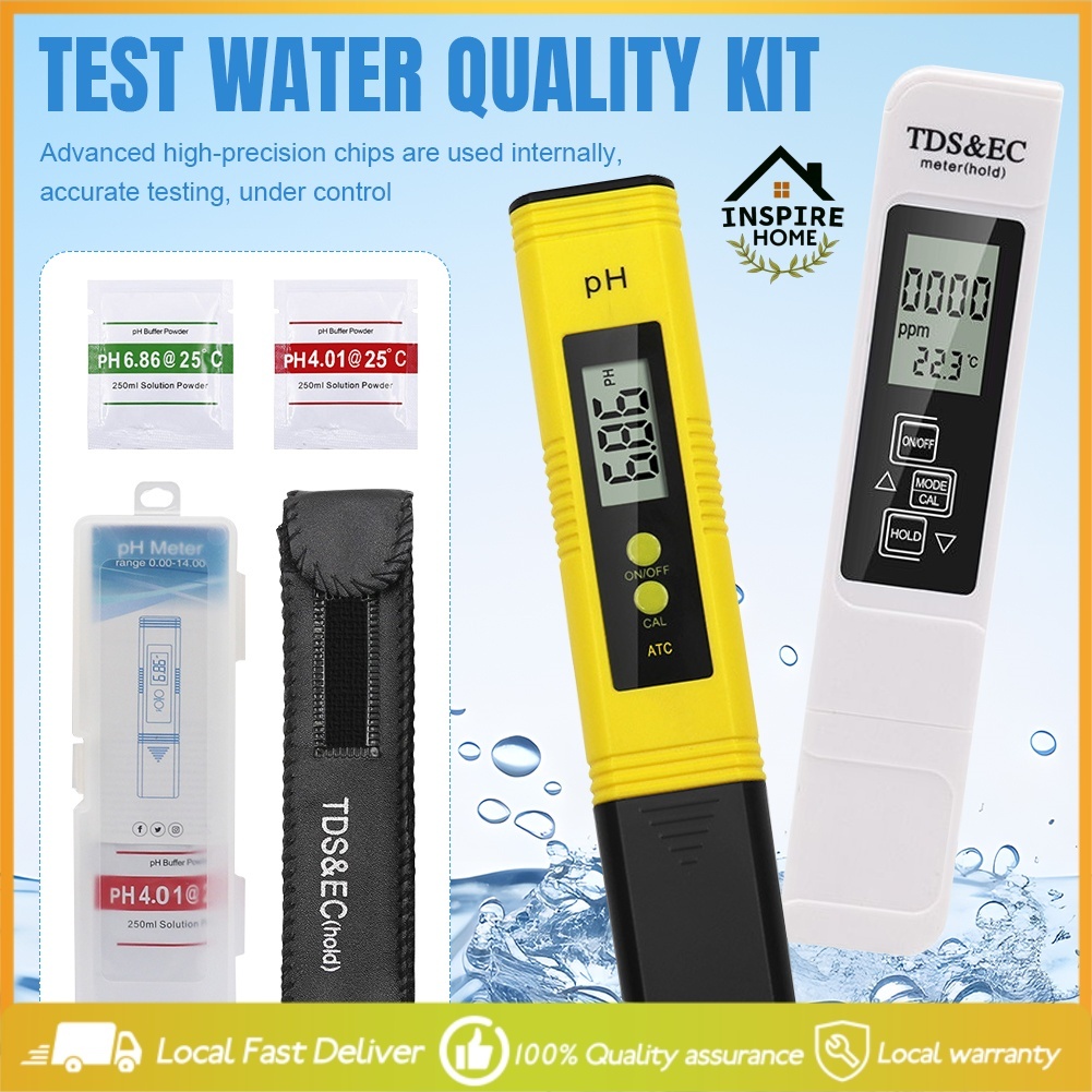 Portable PH Meter + Digital LCD Water Purity TDS EC Meter Water Quality ...