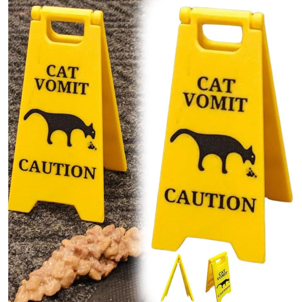 10x6.7CM Sign Funny Creative Dog Cat Vomit Caution Sign Weather-proof ...