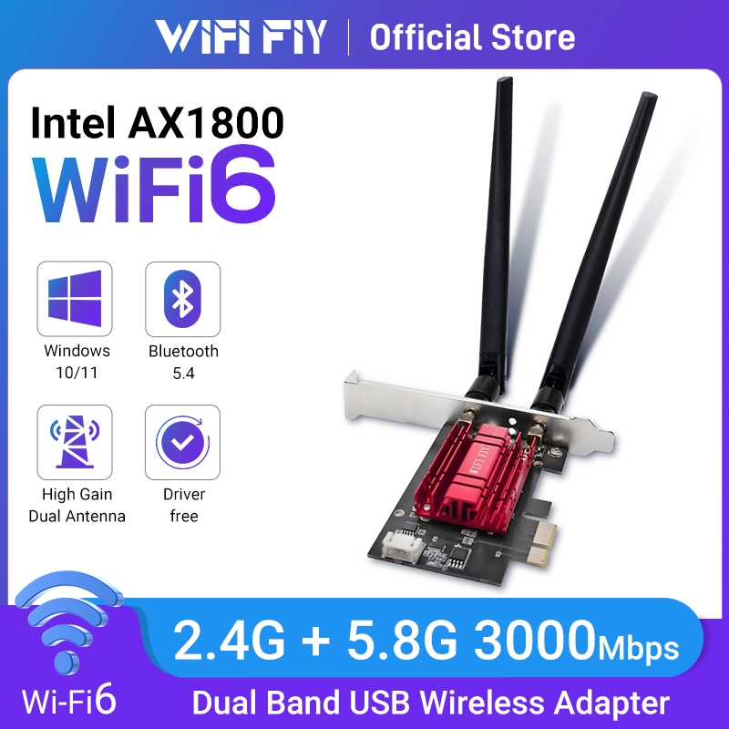 WIFI FIY WiFi 6 PCI-E Wireless Adapter Network Card AX1800 Bluetooth 5. ...