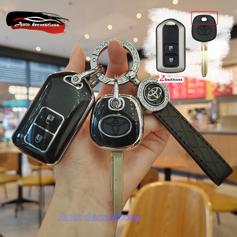 Toyota car key case silver edge keychain For Toyota hilux vigo wish ...