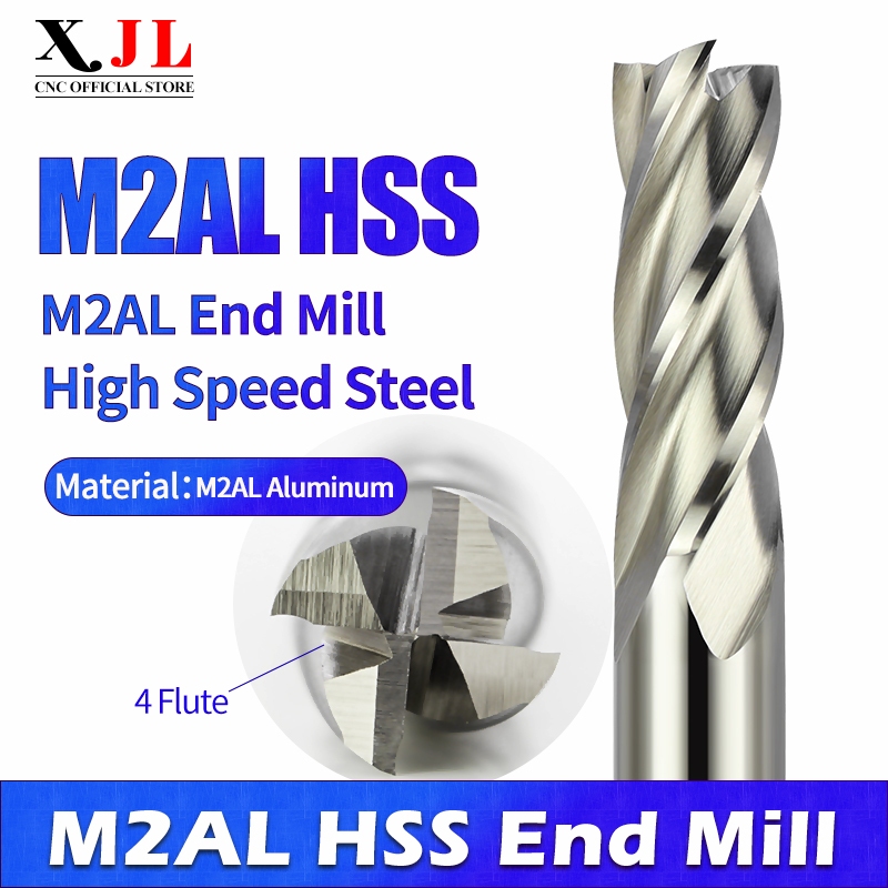 M2AL HSS 4 flute High speed Steel End mill white steel milling cutter CNC machine tool | Shopee ...