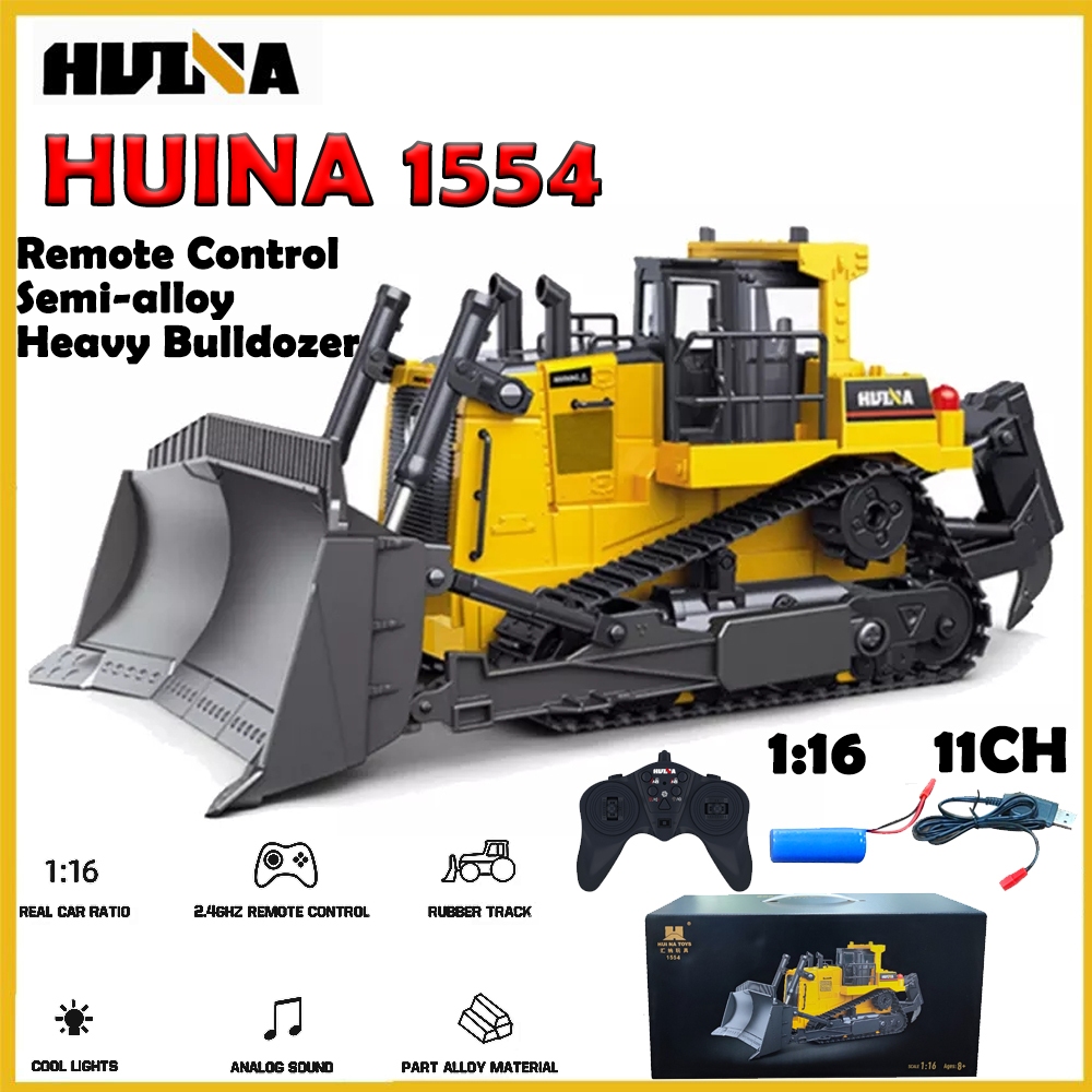 HUINA 1554 1:16 Remote Control Truck 11CH RC Bulldozer Machine on ...
