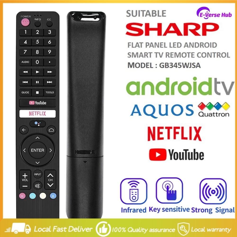 Replacement Remote Control for Sharp Youtube Netflix LED/Android Smart ...