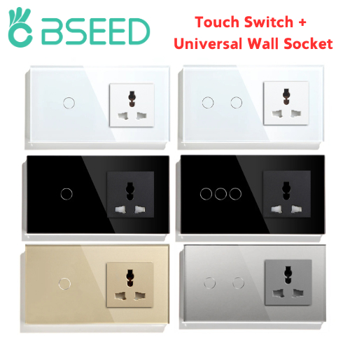 BSEED Touch Switch 1Gang 2Gang 3Gang 3 Pin Universal Wall Socket With 4 ...