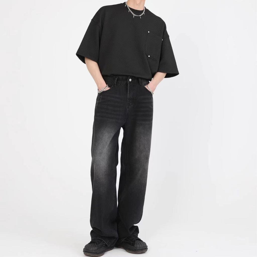 S-3XL Men's Jeans Mullet Leg Jeans Size Large Slack Fashion Men's Long ...