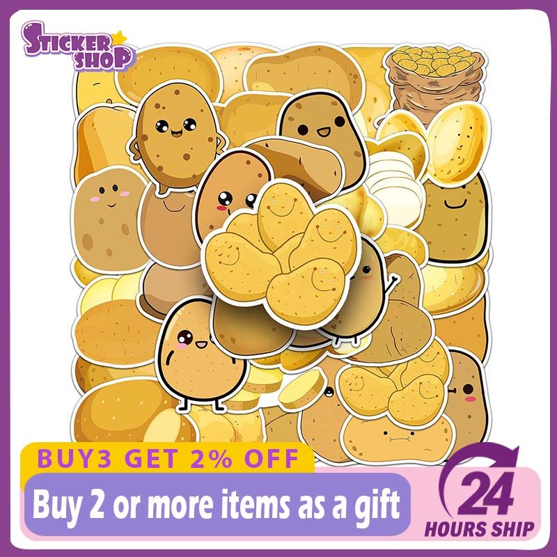 50PCS Cartoon Cute Potato Stickers Fruit and Vegetable Spud Stickers ...