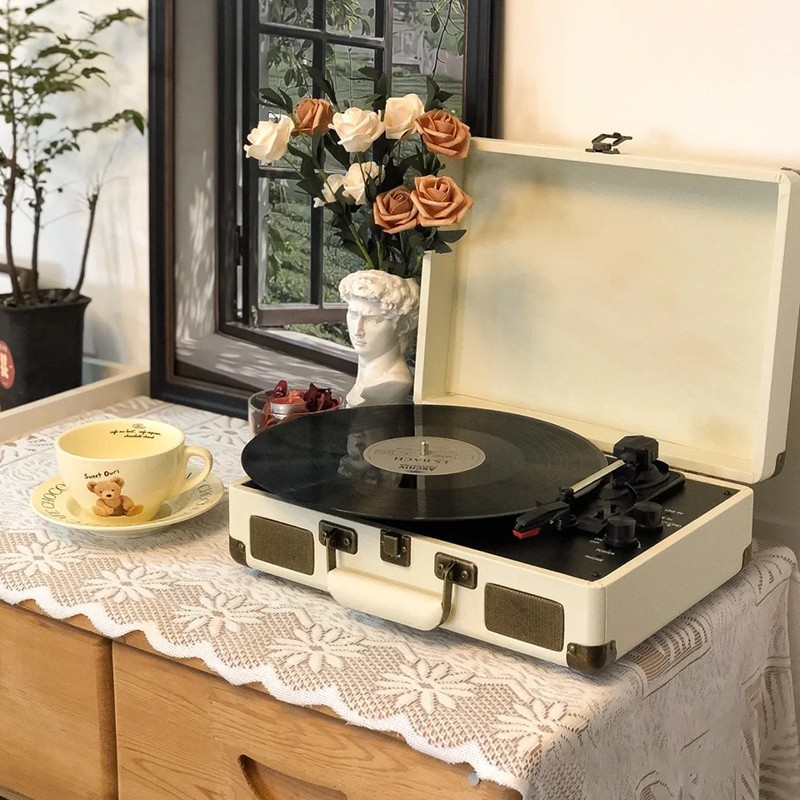 Portable Vinyl Player Turntable Music Player with Speaker and Bluetooth ...