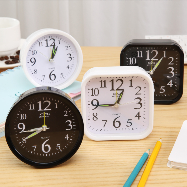 Fashionable and minimalist small alarm clock, black and white bedside ...