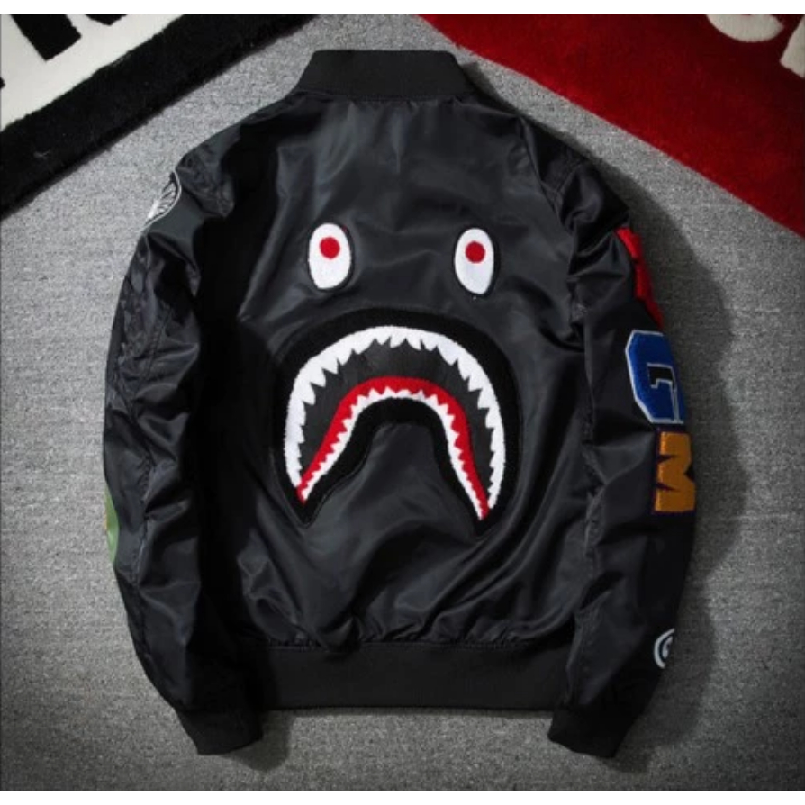 Japan Zip Aape Jacket Men Bape Shark Head MA1 Army Flight Bomber Coat ...