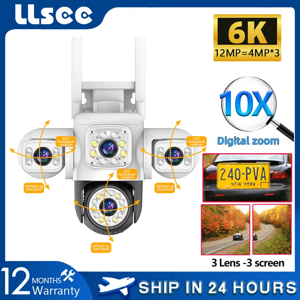 LLSEE yoosee 12MP 6K 3 lens WIFI security camera wireless outdoor CCTV ...