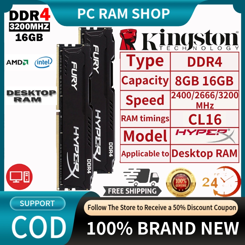 Kingston Hyperx DDR4 4GB/8GB/16GB 2133/2400/2666/3200MHZ Desktop RAM DDR4 DIMM for PC | Shopee ...