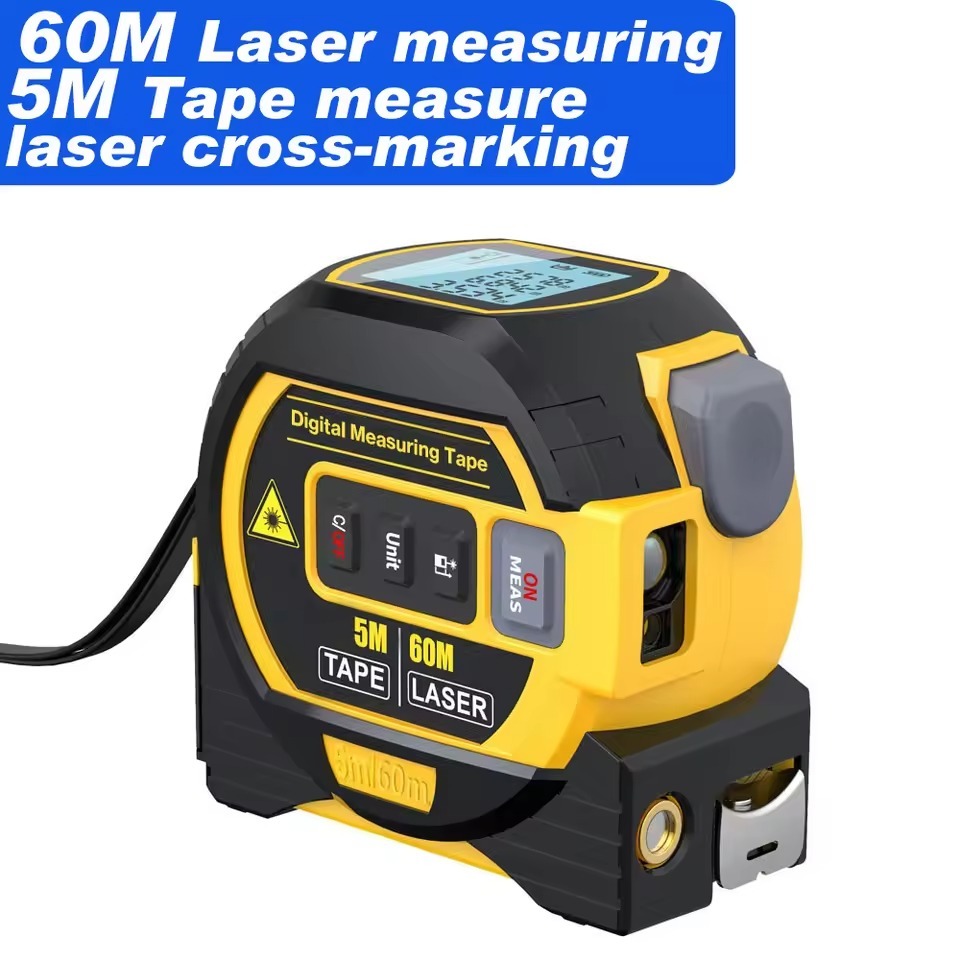 3in1 Laser Rangefinder 5m Tape Measure Ruler LCD Display with Backlight ...