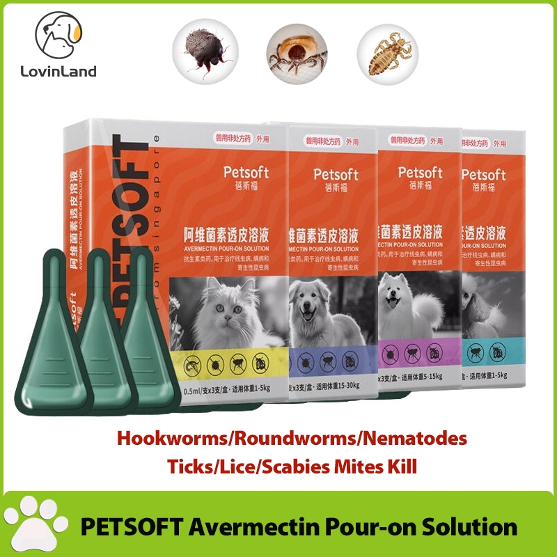 PETSOFT Avermectin Pour-on Solution Ticks Drops Safe Ingredients Itch ...