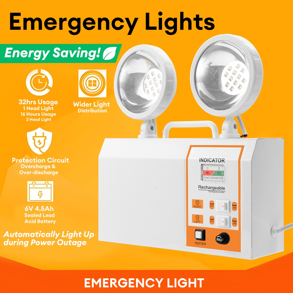 【COD】Twinhead Fire Emergency Light Rechargeable Twin Head LED Automatic ...